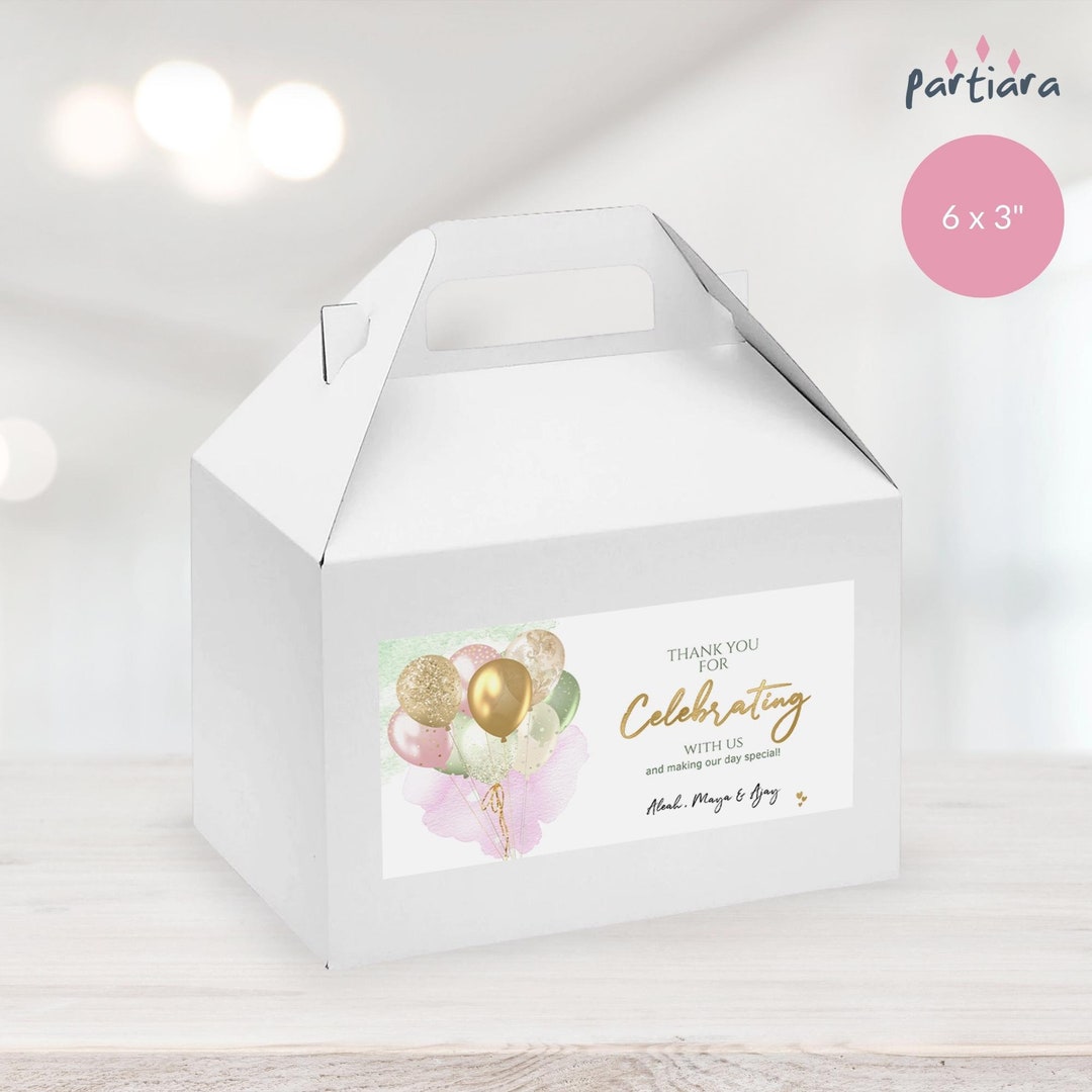 Birthday Gable Box Labels Girls Pastel Pink Green Gold - Etsy