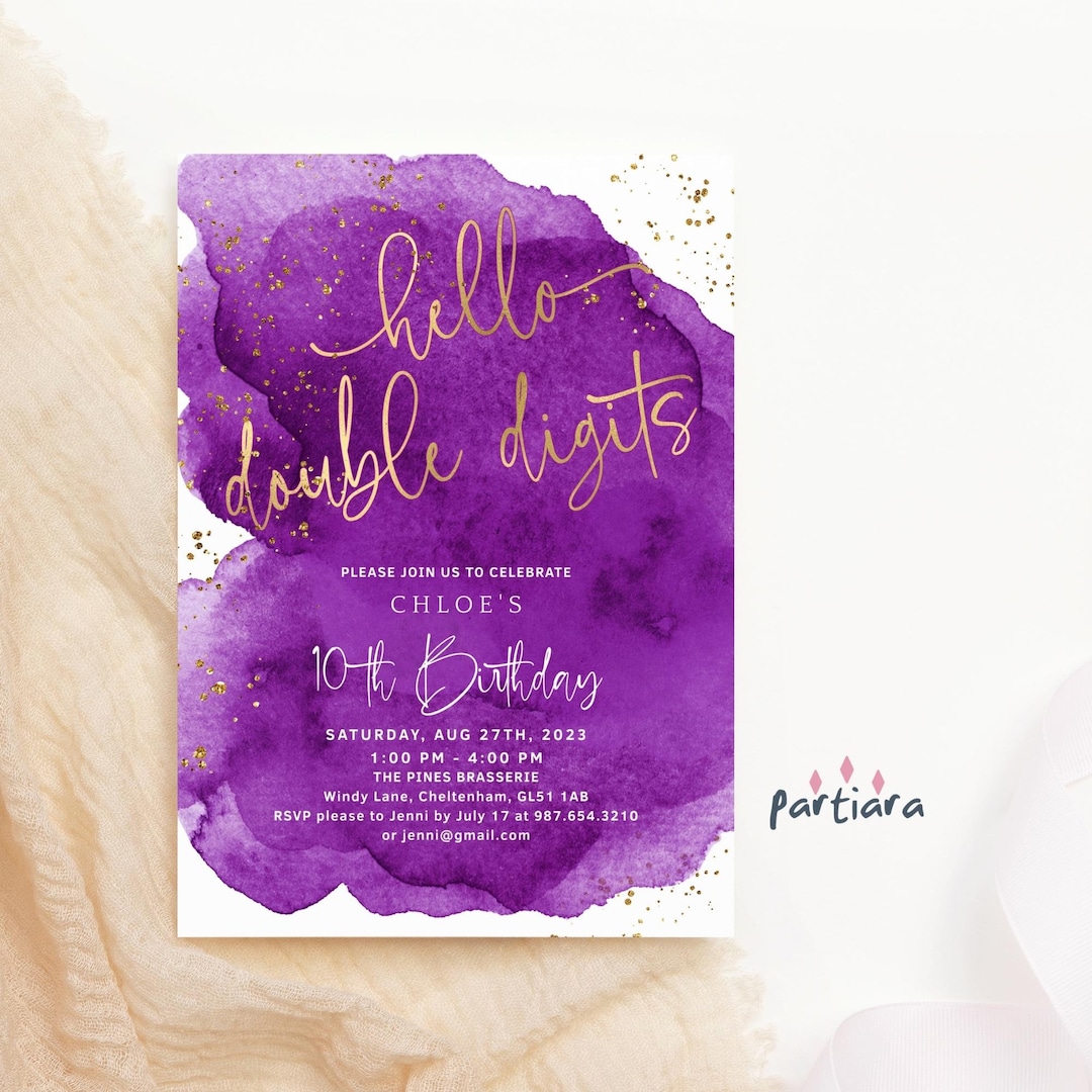 Hello Double Digits Invite 10th Birthday Party Template, Girls Turning ...