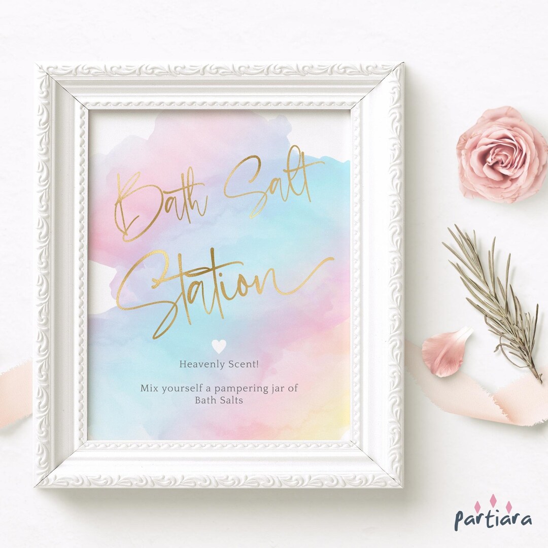 Pamper Party Sign Bath Salts Activity Table Poster Printable Decoration ...