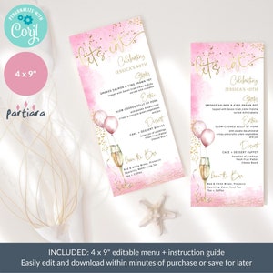 Editable Pink Gold Menu Template Lets Eat Birthday Table - Etsy