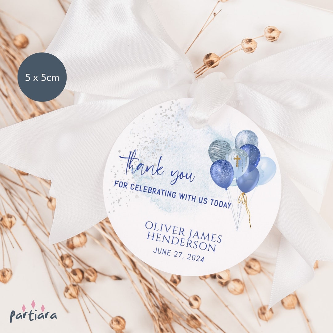 Editable Baptism Favor Tags, Boys Christening Gift Labels Printable ...