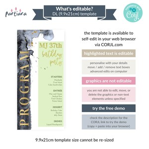 Editable Program Card, Birthday Dinner Programs, Mens Retirement Party ...