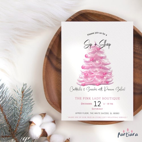 Editable Holiday Sip and Shop Invitation Template Printable - Etsy