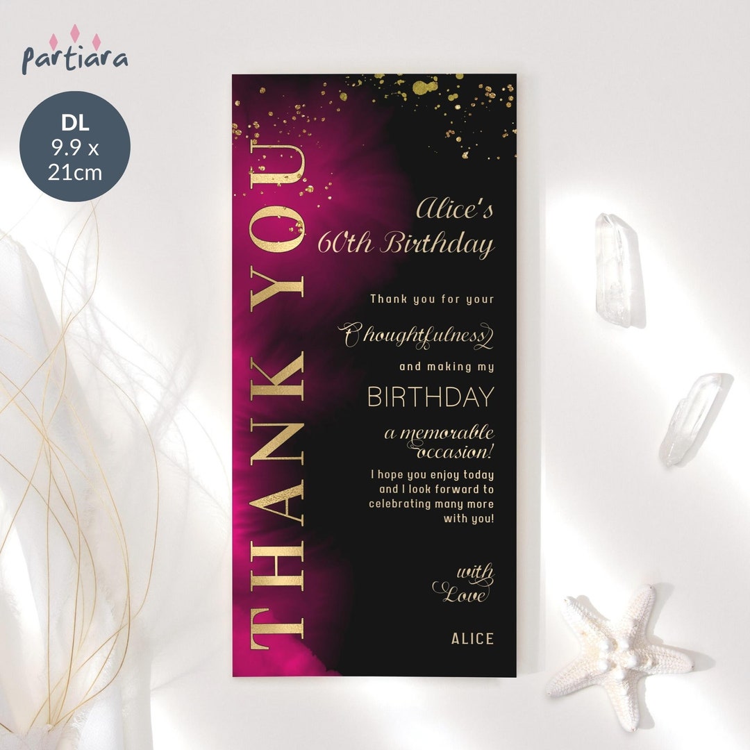 Thank You Card Table Decor Menu Style Birthday Plate Notecards - Etsy
