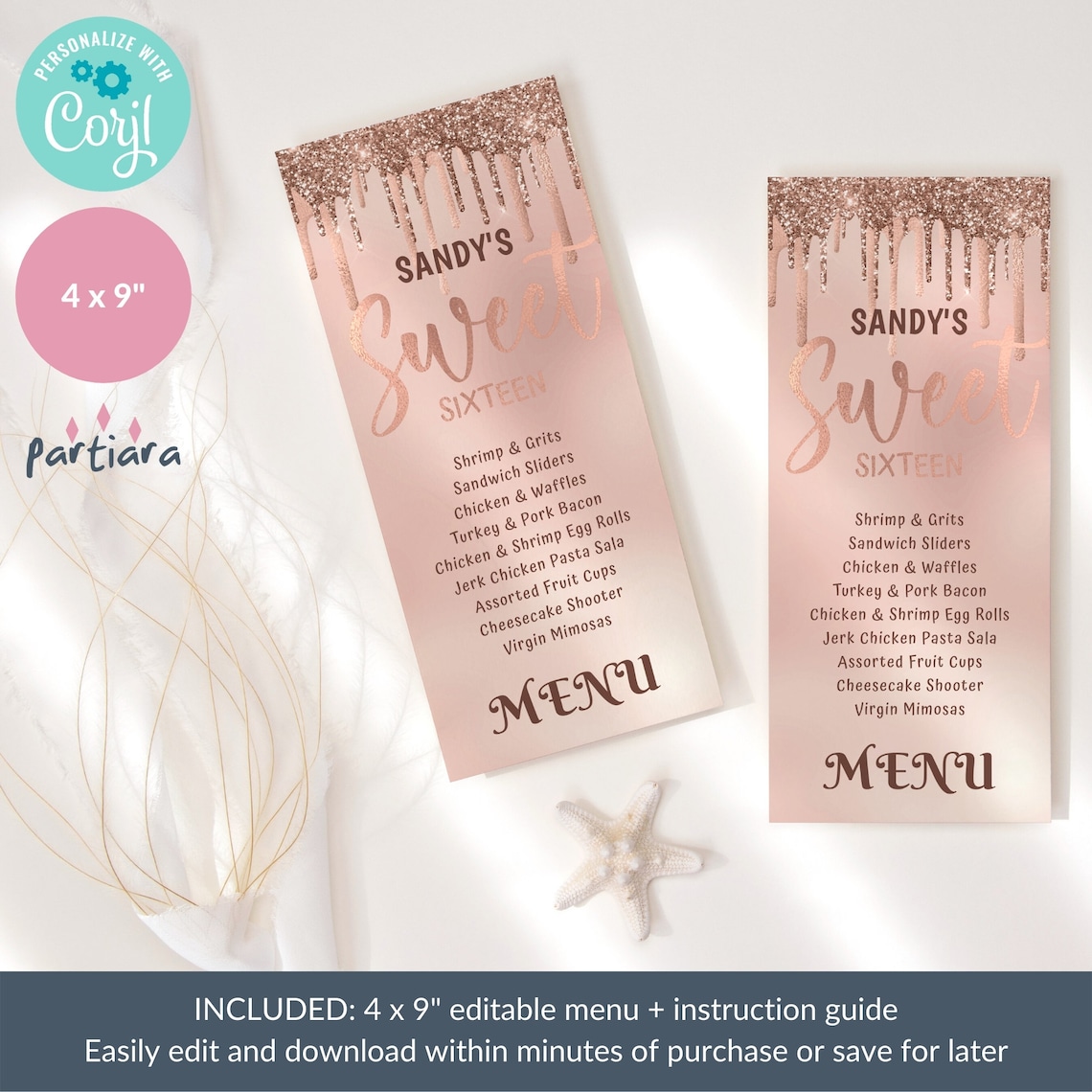 Sweet 16 Birthday Menus Printable Rose Gold Blush Pink Dinner - Etsy