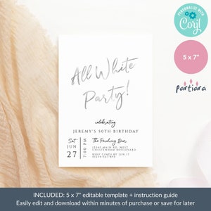 All White Party Invite Birthday Brunch Invitation Printable Ladies ...