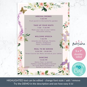 Floral Fairy Program Birthday Party Programs Printable Enchanted Garden ...