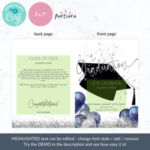 Graduation Program Printable, Boys Grad Dinner Party Bifold Program ...