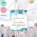 Turquoise Blue Gold Welcome Sign Template Editable DIY Printable Adult ...