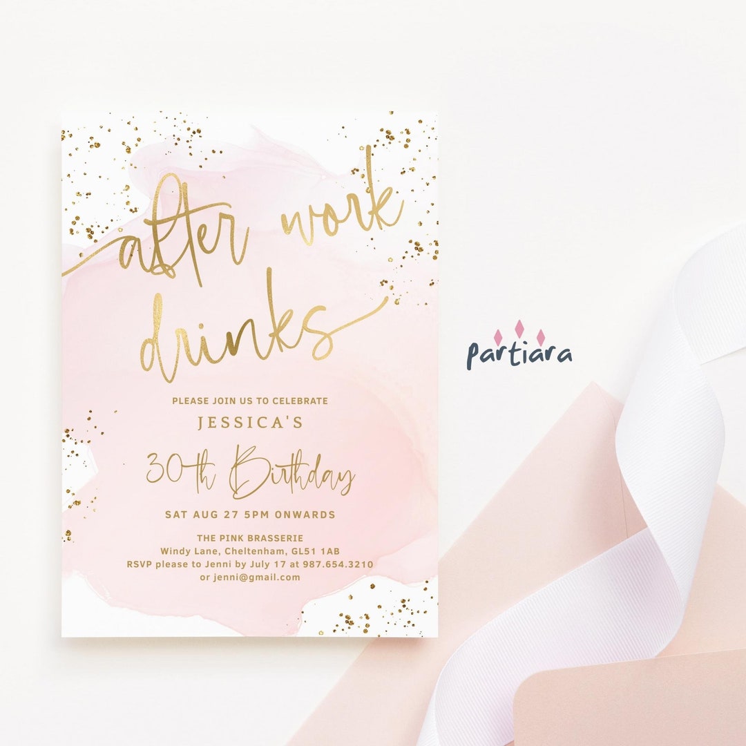 Ladies Office Staff Party Invite Printable After Work Drinks Cocktails ...