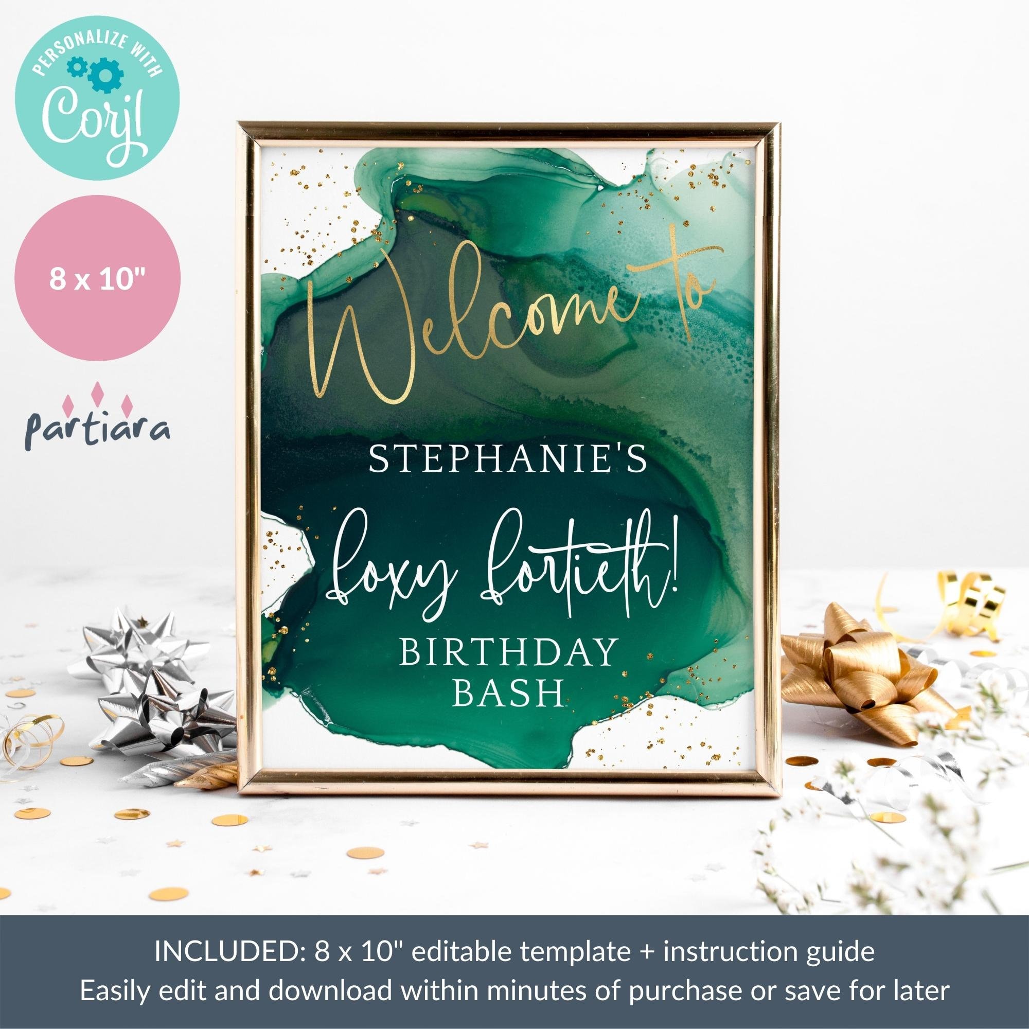Emerald Green Gold Ladies Welcome Sign Printable Table Poster Decor ...