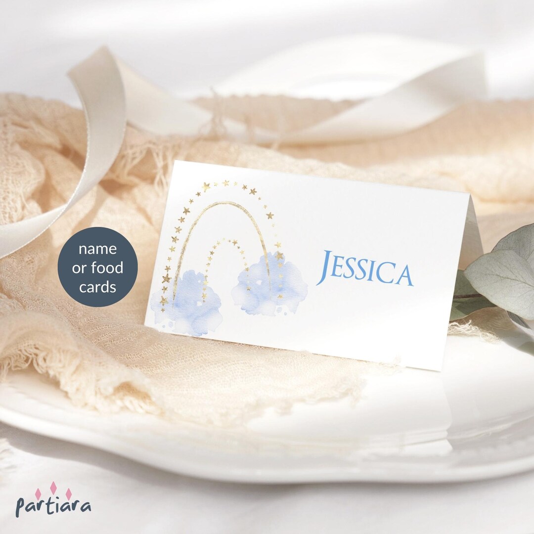 Rainbow Place Card Template, Boy Baby Shower Party Table Name Seating ...
