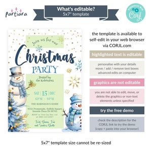 Christmas Invite Snowman Party Invitations Winter Holidays Kids Invites ...
