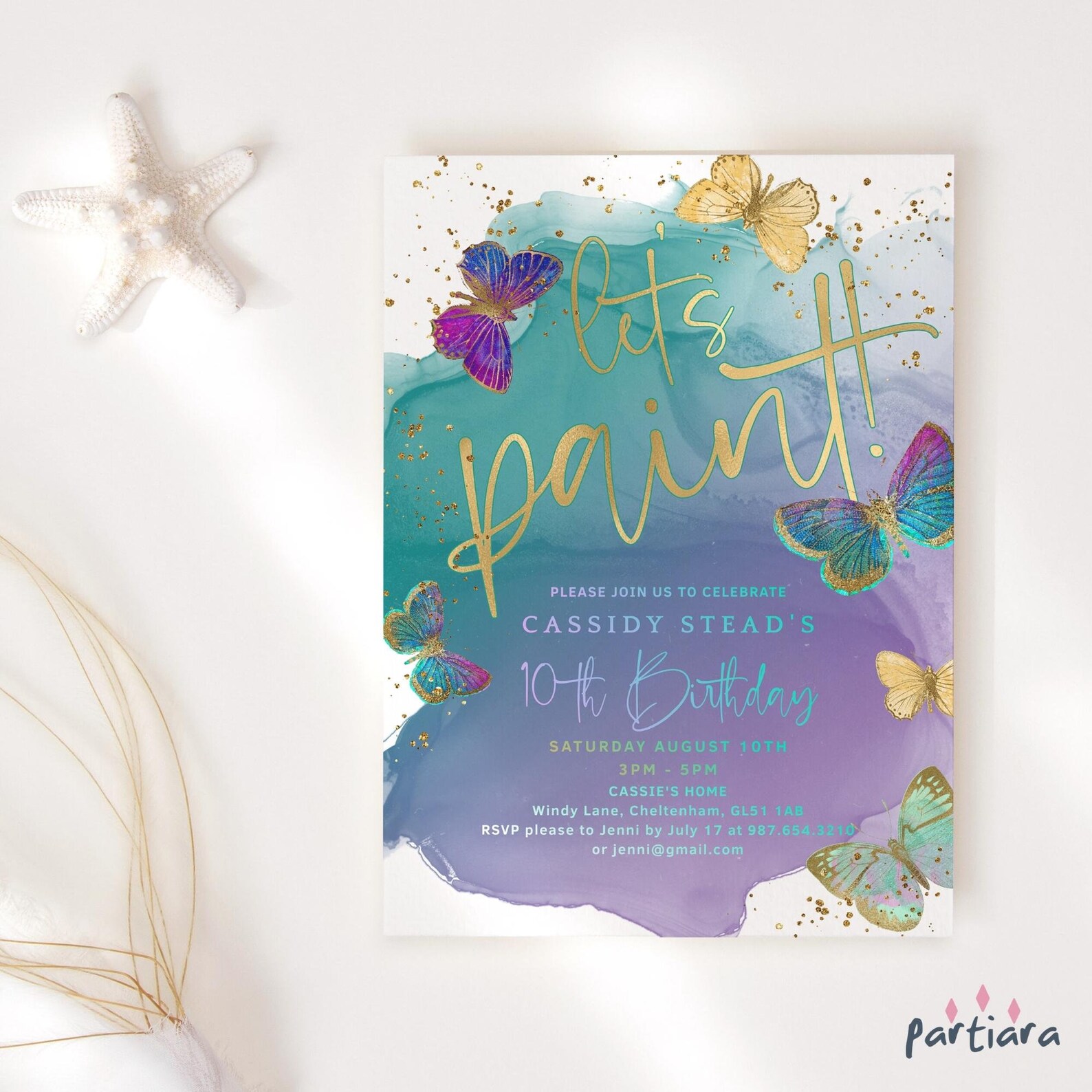 Girl Birthday Paint Party Invitation Let's Paint - Etsy