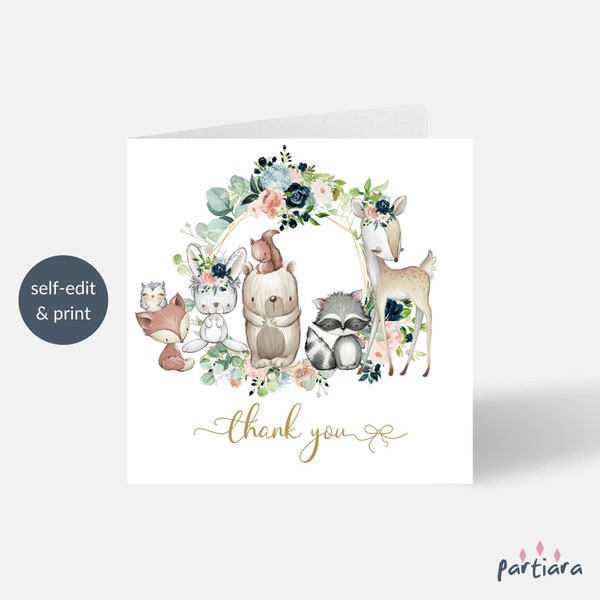 Animal Thank You Cards - Etsy