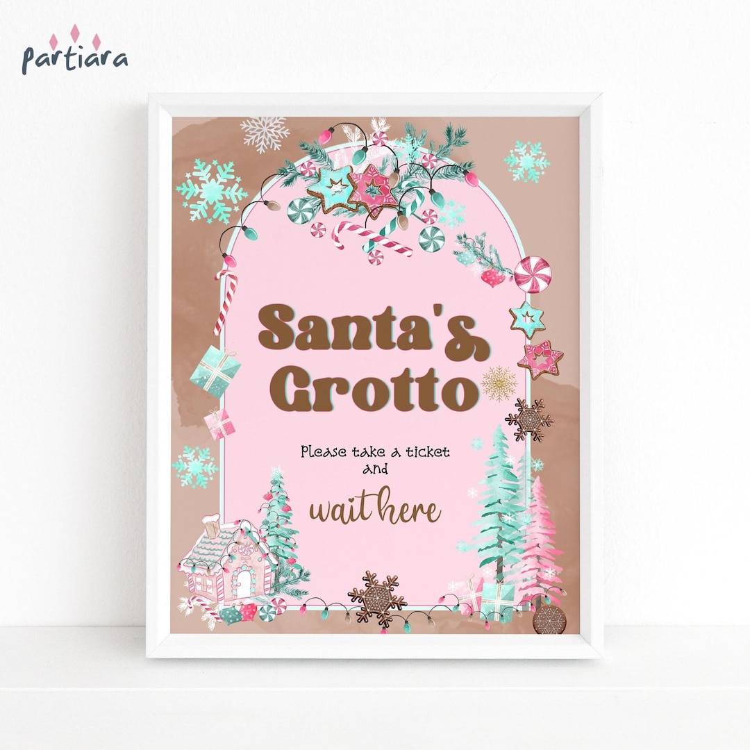 Santas Grotto Christmas Sign Printable Cookies and Cocoa Winter ...
