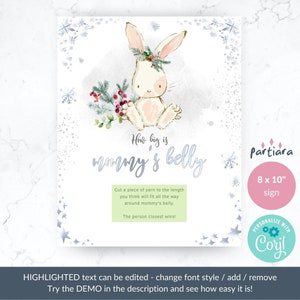 Snow Bunny Game How Big is Mommy's Belly Sign and Notecard Printable ...