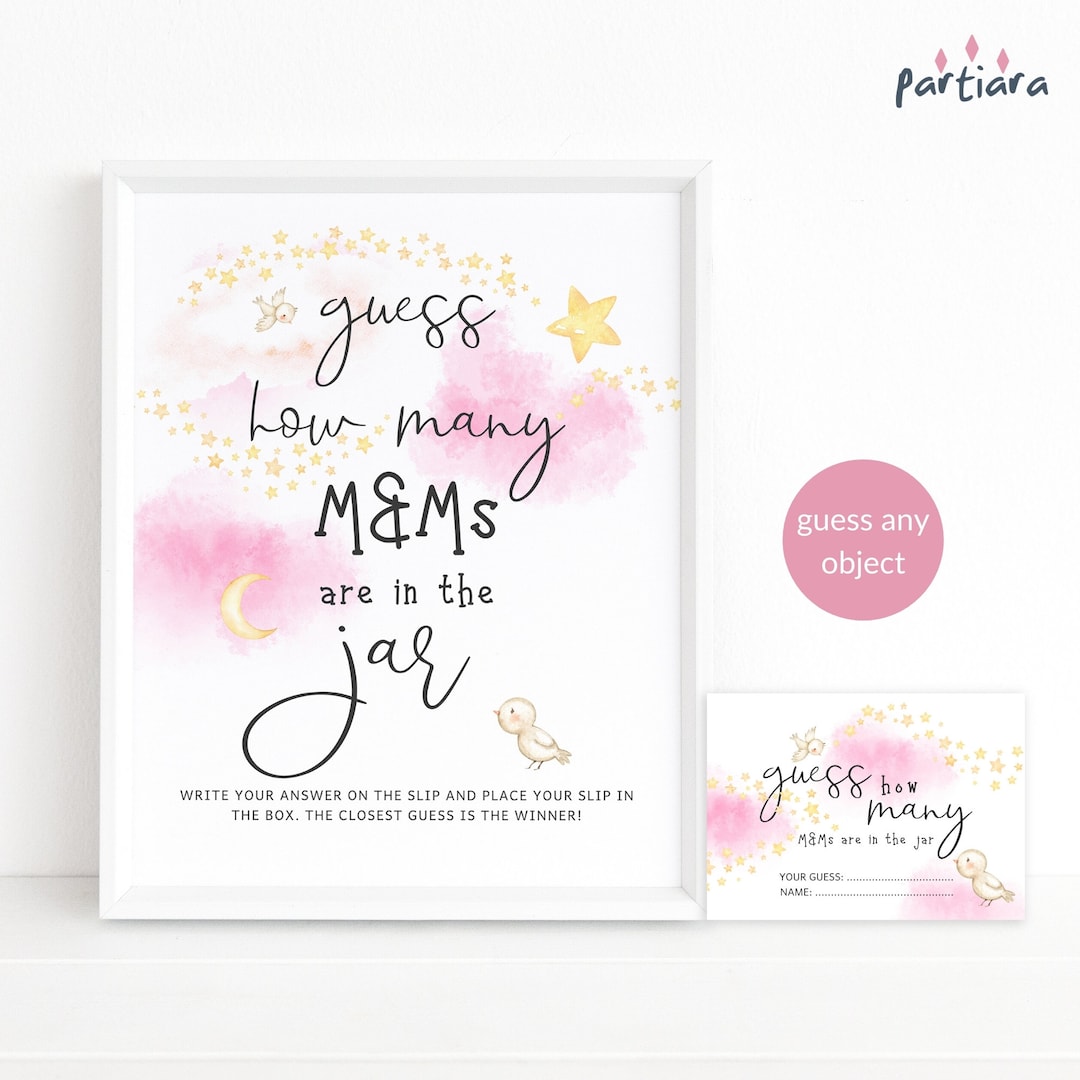 Baby Star Guess How Many Candies in the Jar Game Sign Printable Girl ...