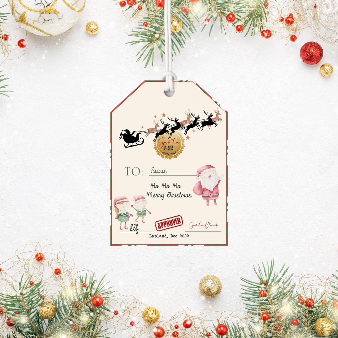 Editable Santa Tags, Secret Santa Gift Tag Printable, Christmas Party ...