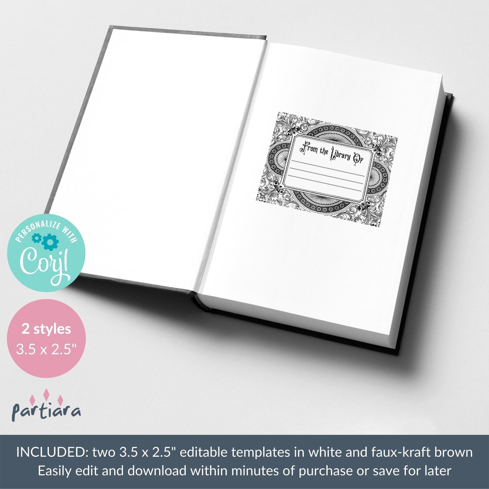 Editable Book Plate Label Template Printable Personal Library - Etsy UK