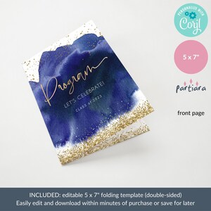 Graduation Program Template, Royal Blue Grad Dinner Programs Printable ...