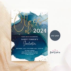 Graduation Invitation, Teal Blue Class of 2024 Dinner Party Invite ...
