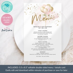 Birthday Program Template, Menu Cards With Itinerary, Ladies Dinner ...