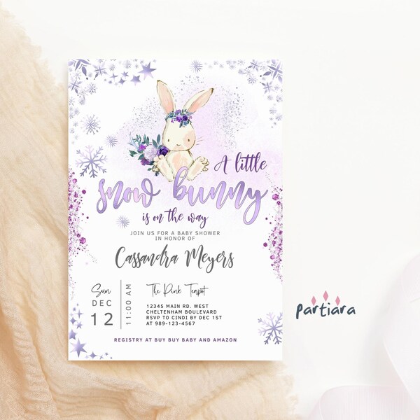 Snow Bunny Baby Shower Invitation - Etsy