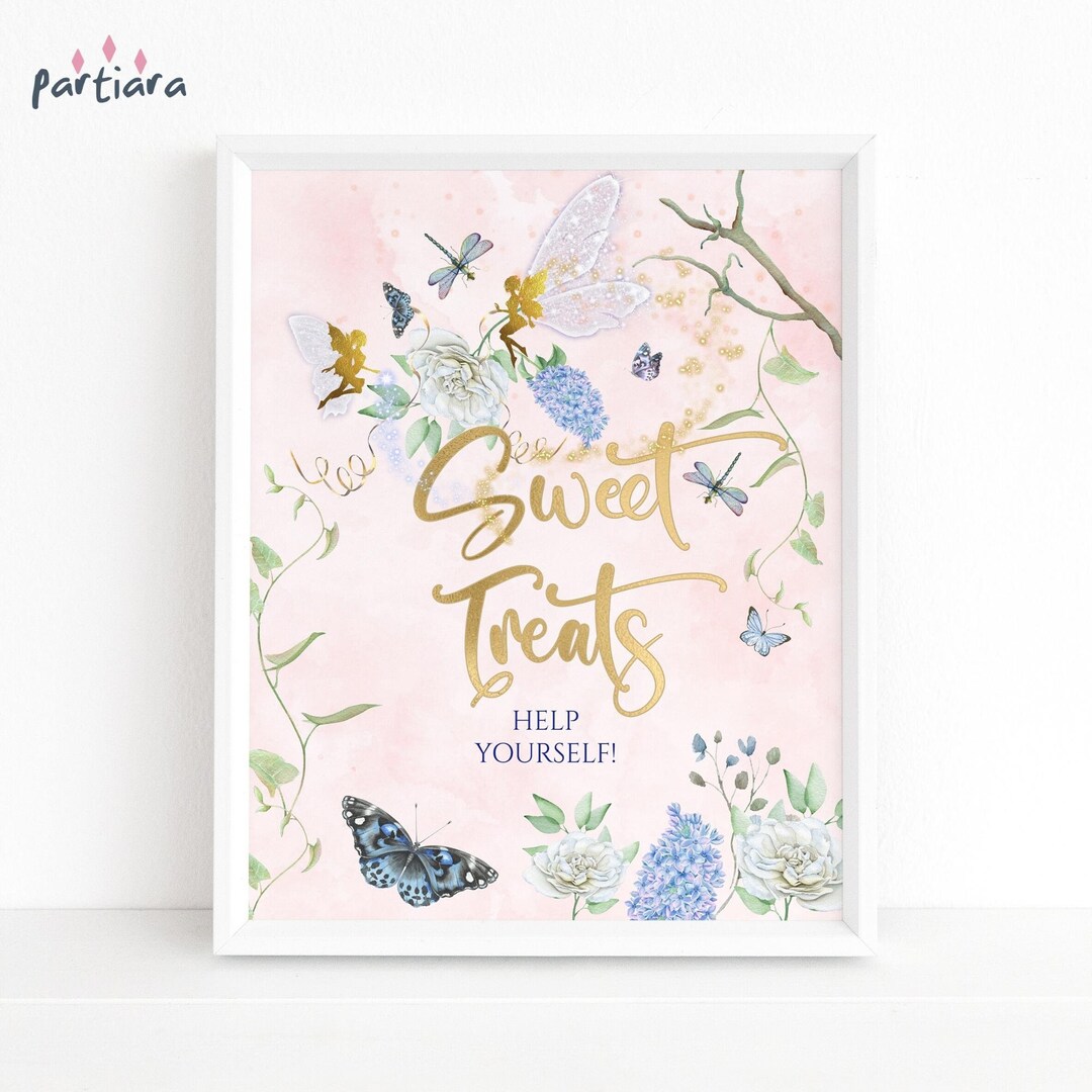 Fairy Birthday Treats Table Sign, Enchanted Forest Theme Dessert Table ...