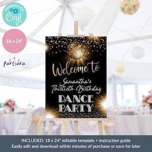 Disco Dance Party Sign Welcome Poster Decor Printable Ladies Birthday ...