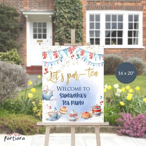 Tea Party Welcome Sign English Garden Party Welcome Poster Decoration ...