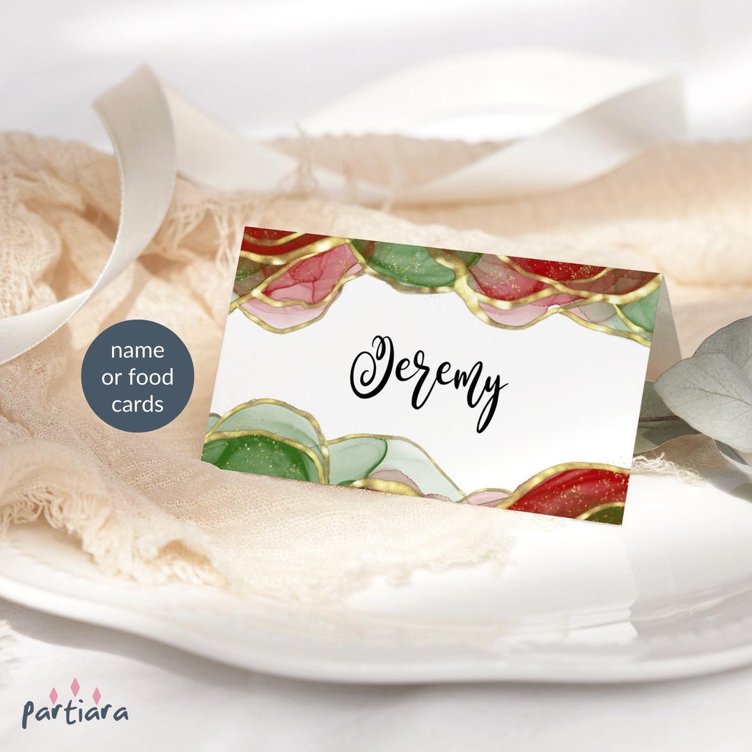 Christmas Place Card Template, Christmas Dinner Seating Name Cards ...