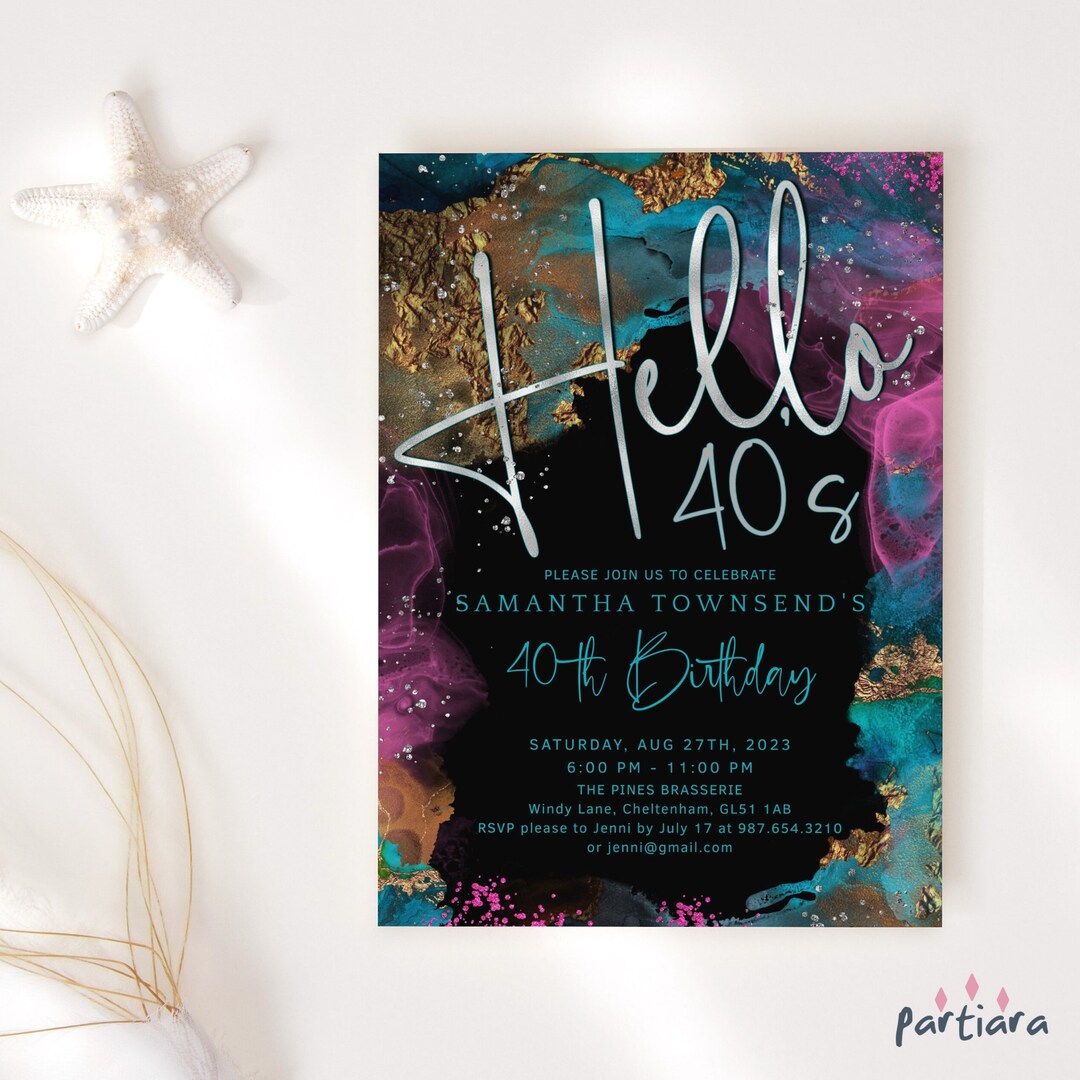 Ladies Birthday Invite Editable Template, Hello 40s Dinner Party ...