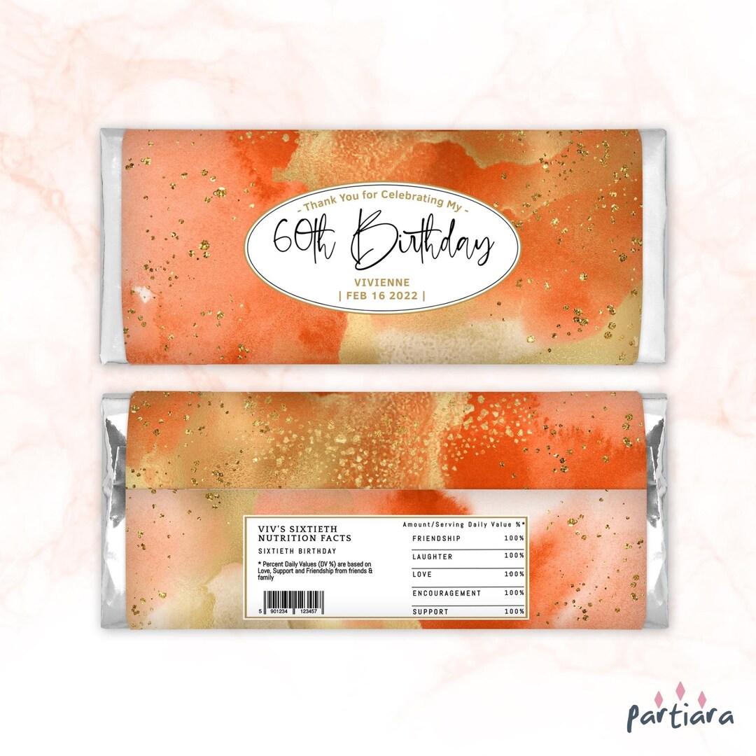 Orange Candy Label Template, Birthday Candy Bar Wrapper Printable ...