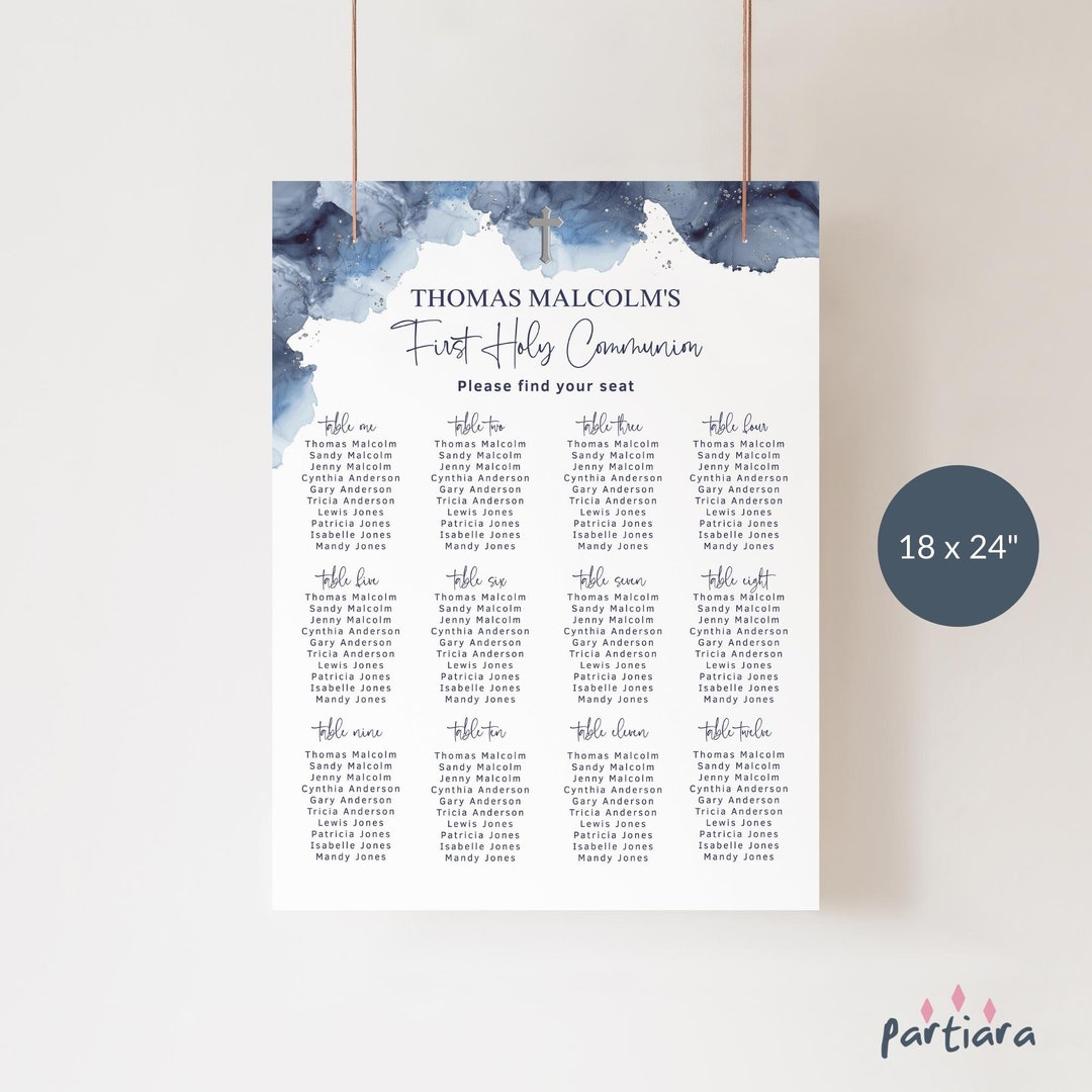 Holy Communion Seating Sign Boy Baptism Christening Confirmation Party ...