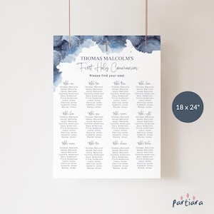 Editable Communion Seating Chart Template for Boys, Baby Baptism Party ...