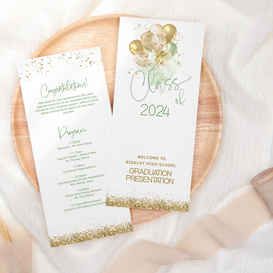 Graduation Program Template Class of 2024 2025 Table Programs Printable ...