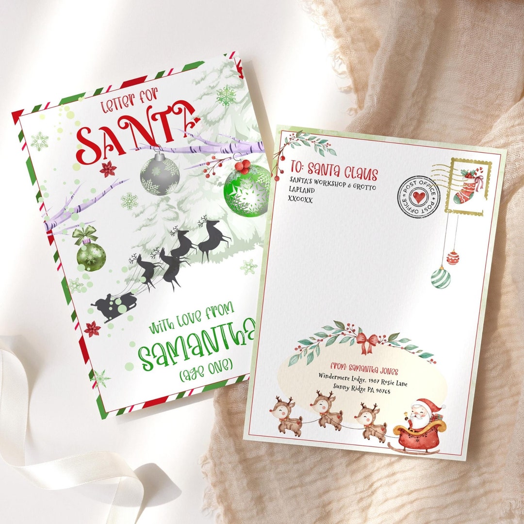 Postcard to Santa, Toddler Letters to Santa Claus, Corjl Template DIY ...