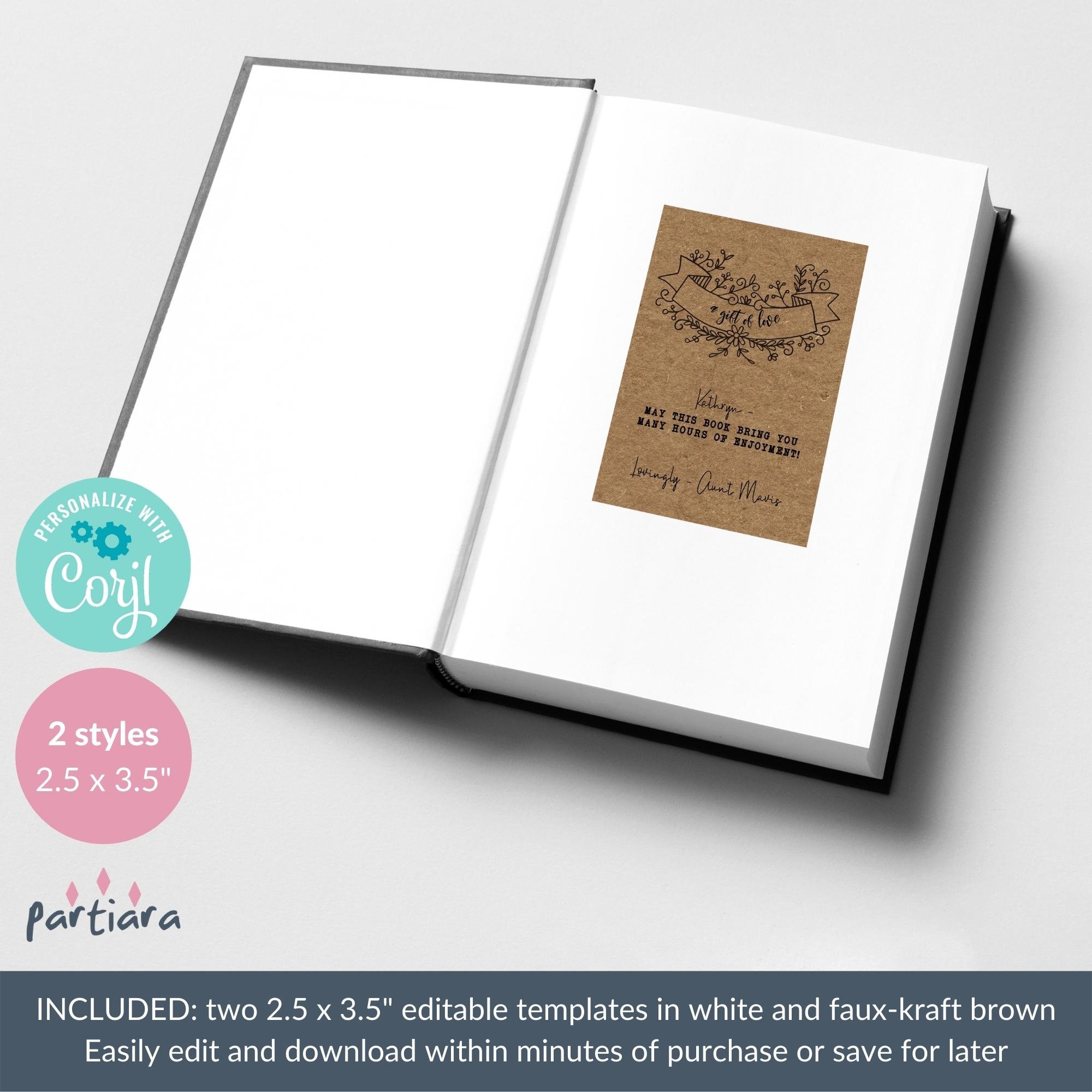 Editable Book Label Cards Personalized Library Book Labels | Etsy