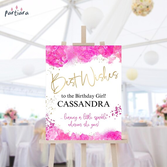 Fuchsia Pink Gold Party Sign Printable Girl Birthday Welcome | Etsy