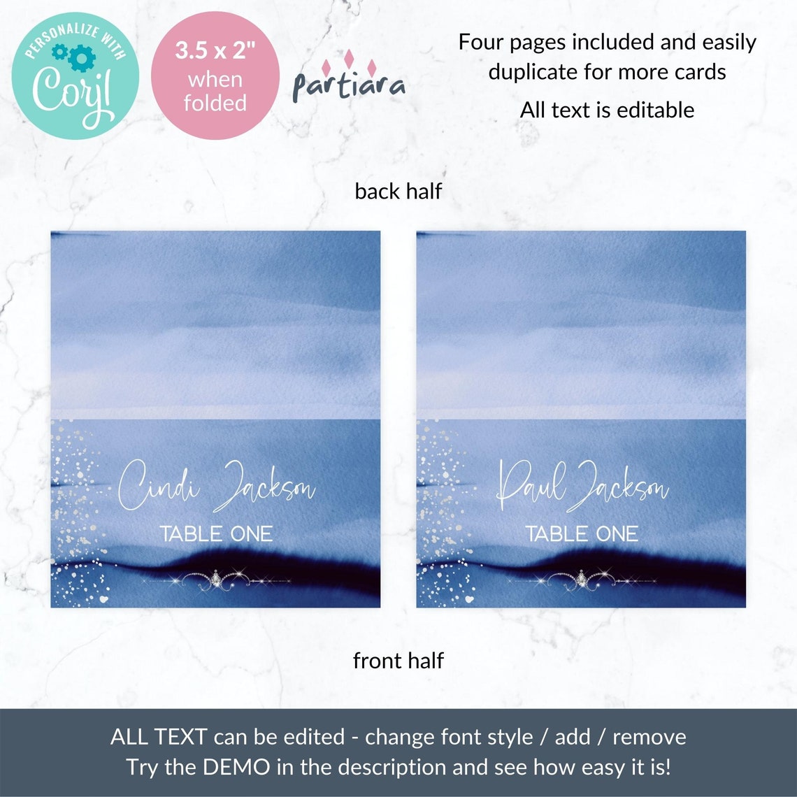 Birthday Dinner Table Name Cards Seating Place Cards Navy Blue - Etsy ...