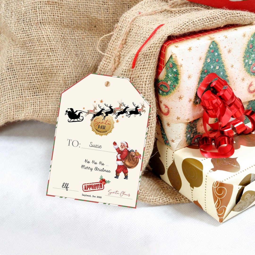 Santa Tags, Printable Santa Gift Tag, Christmas Eve Box Labels, Secret ...