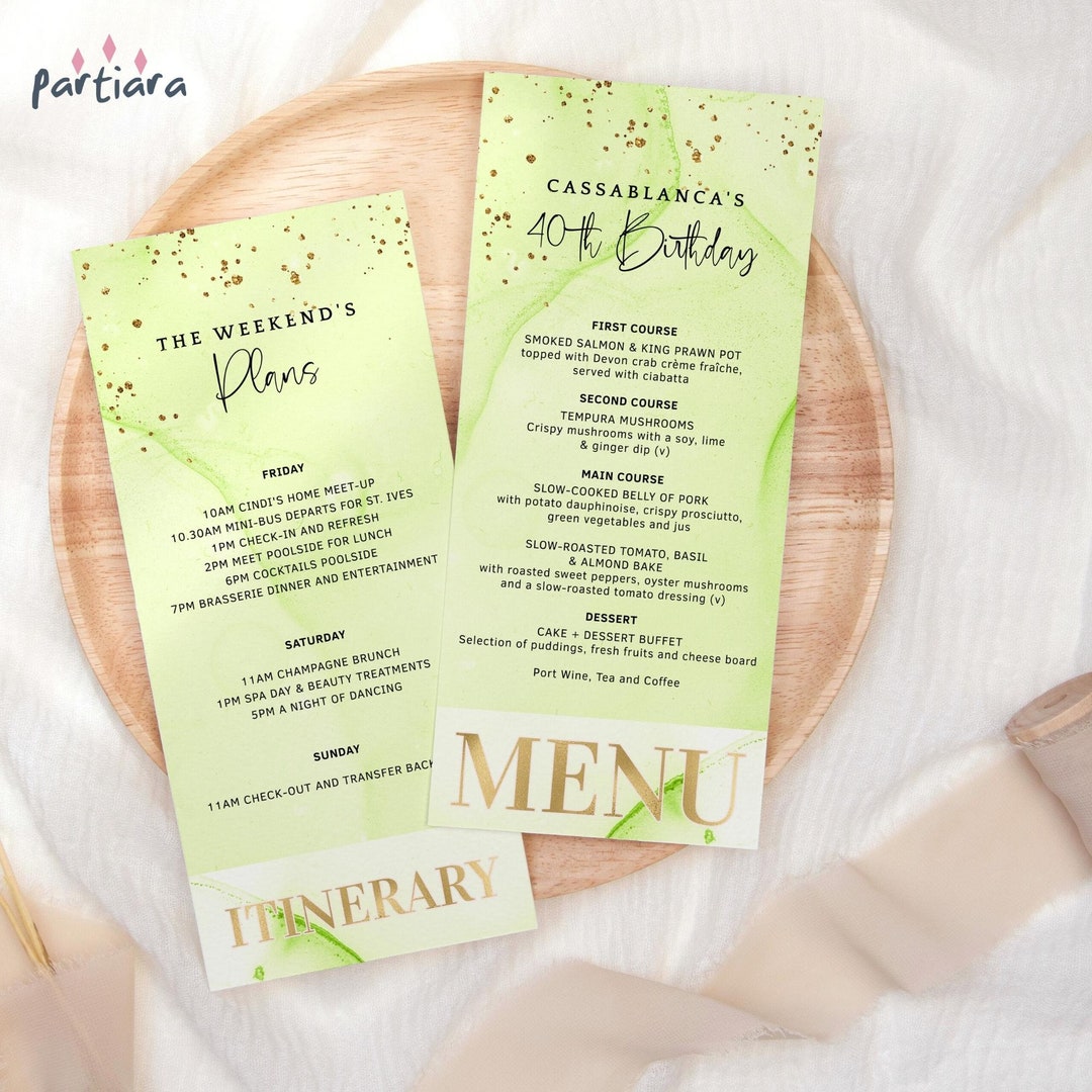 Tropical Menu Card Template, Itinerary Birthday Dinner Programs ...