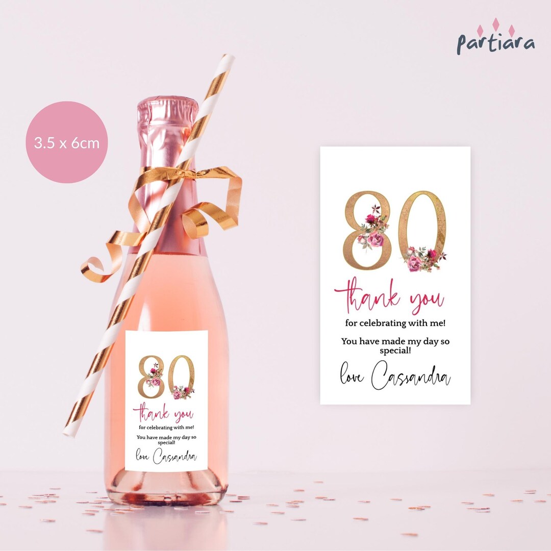 80th Birthday Label Template, Ladies Mini Liquor Liqueur Bottle Labels ...