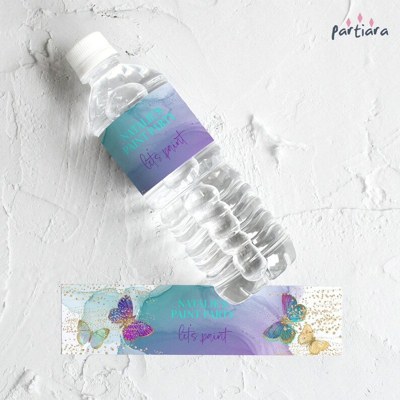 Editable Butterfly Water Bottle Label Template Girl Birthday - Etsy