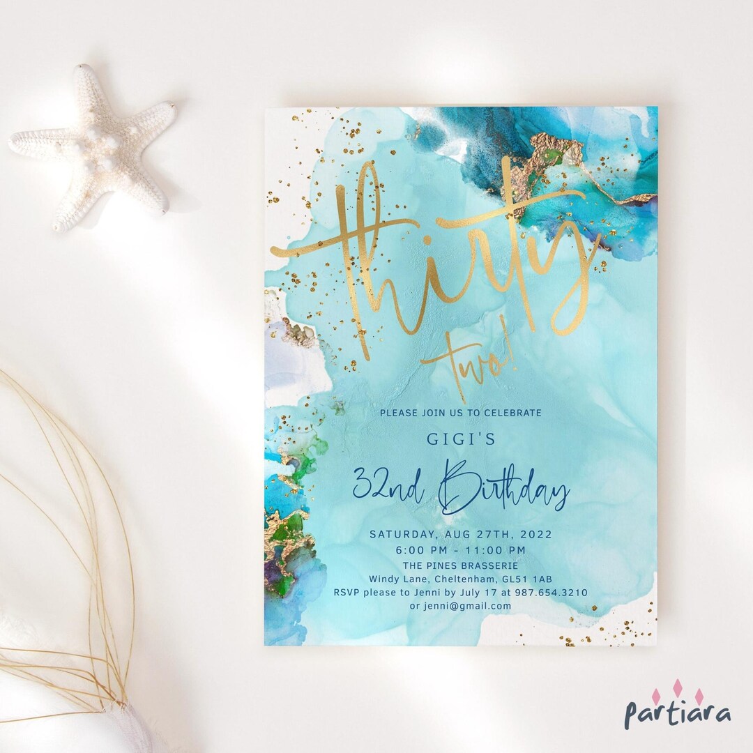 Editable Ladies Invite 32nd Birthday Invitations Printable Dinner ...