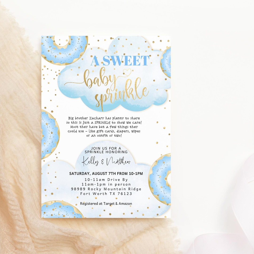 Baby Sprinkle Invitation, Boy Donut Sprinkles Invite Digital Download ...