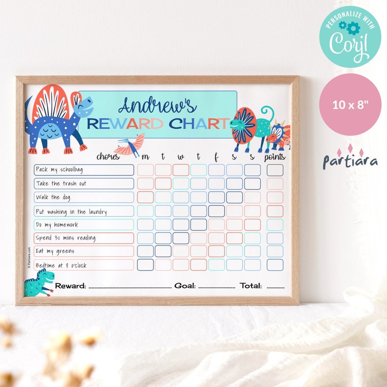 Reward Chart Boys Weekly Chores Routine Task Planner Editable | Etsy