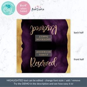 Reserved Table Sign Birthday Tables Decoration Wedding Parties Royal ...