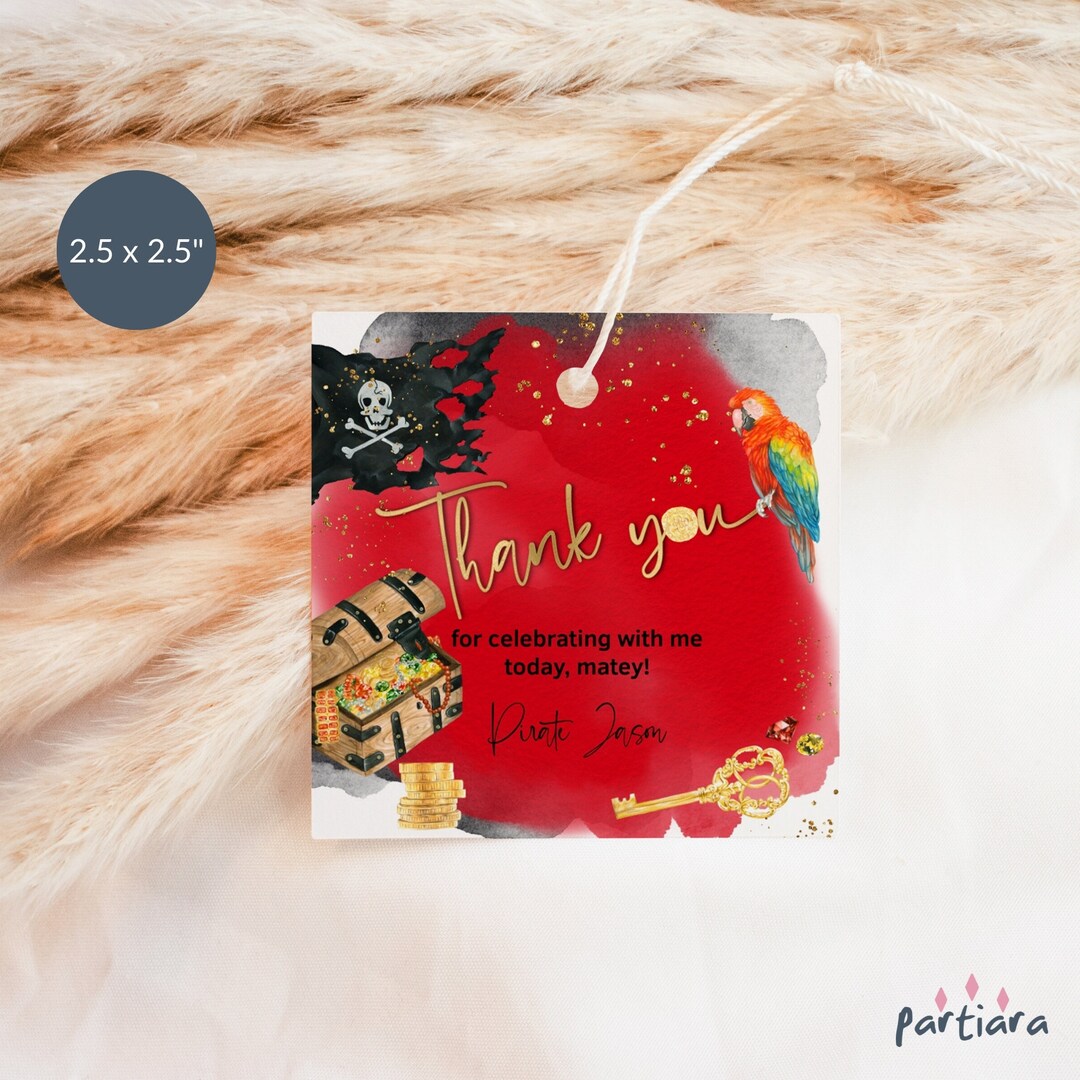 Pirate Birthday Tag Template: Pirates Favor Gifts Thank You Printable ...
